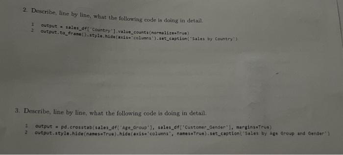 Solved 2. Describe, line by line, what the following code is | Chegg.com