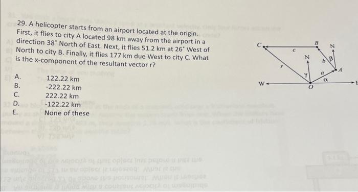 Solved 29. A helicopter starts from an airport located at | Chegg.com