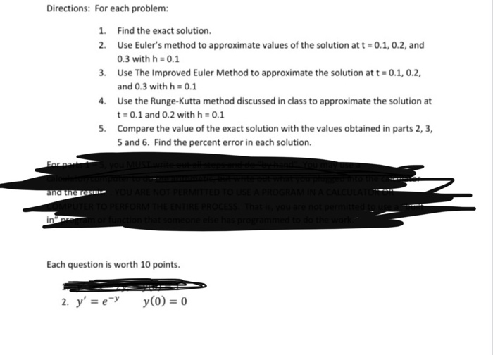 Solved Directions: For each problem: 1. Find the exact | Chegg.com