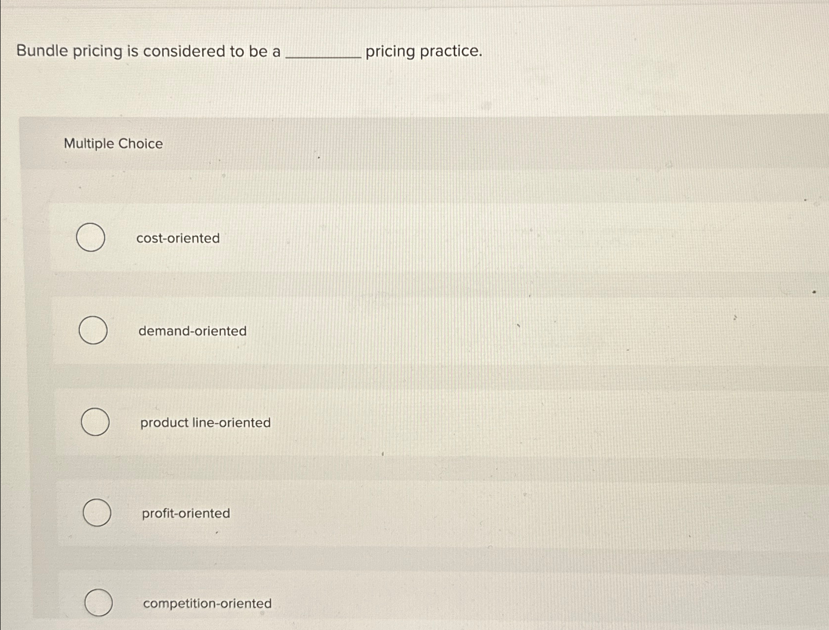 Solved Bundle pricing is considered to be a pricing | Chegg.com