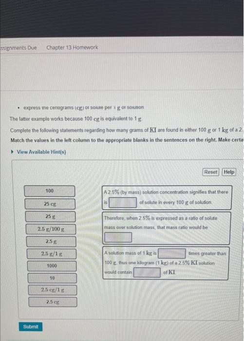 Solved - express tne centigrams (cg)or soinne per t g of | Chegg.com