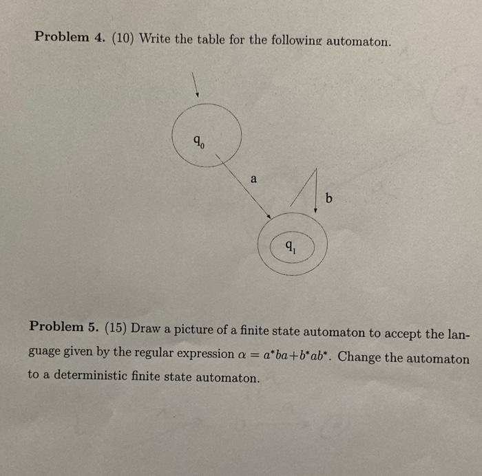 Solved Problem 4. (10) Write the table for the following | Chegg.com
