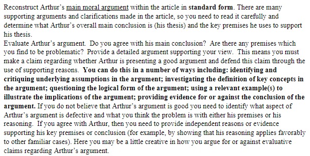 Solved Reconstruct Arthur's main moral argument within the | Chegg.com
