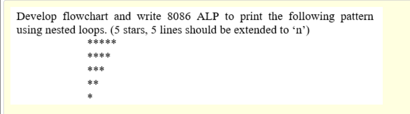 Solved Develop Flowchart And Write 8086 Alp To Print The