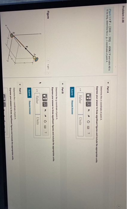 Solved Problem 2.88 Figure 1) (3501 - 250j - 450k) N and | Chegg.com