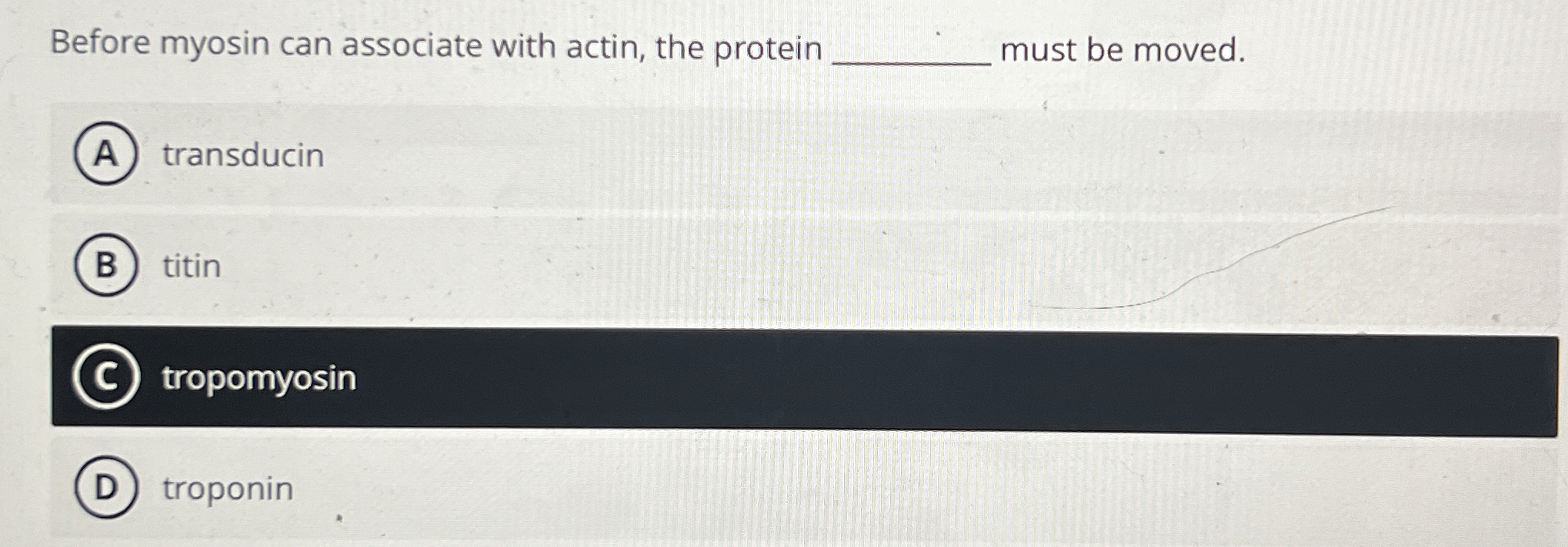 Solved Before myosin can associate with actin, the | Chegg.com