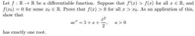 Solved Let f:R→R be a differentiable function. Suppose that | Chegg.com