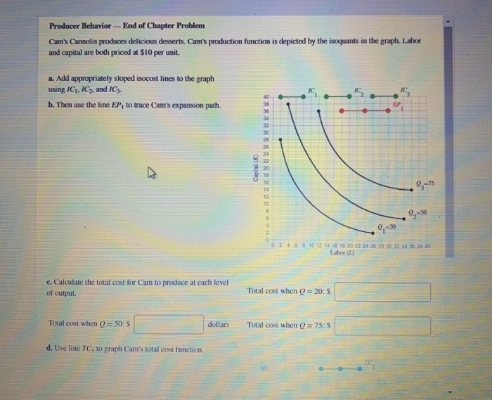 Solved Producer Behavior - End of Chapter Problem Cam's | Chegg.com