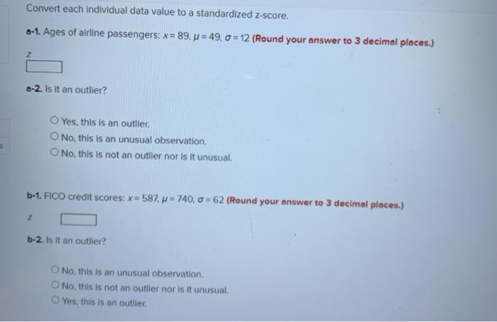 Solved Convert each individual data value to a standardized | Chegg.com