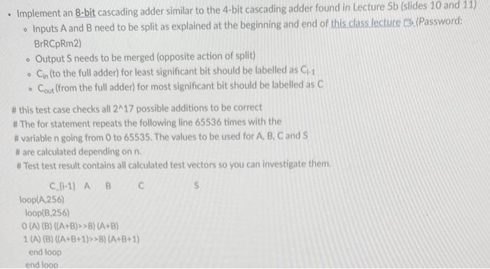 - Implement an 8 -bit cascading adder similar to the | Chegg.com