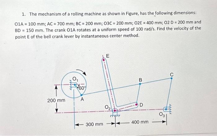 Solved 1. The mechanism of a rolling machine as shown in | Chegg.com