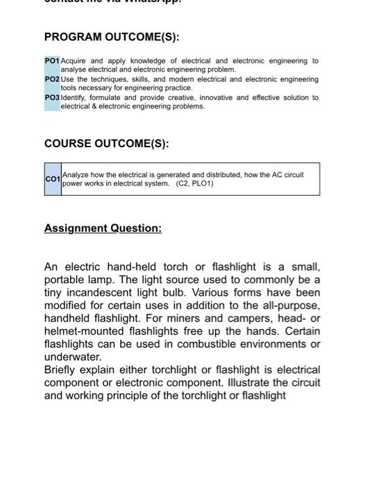 Solved PROGRAM OUTCOME(S): PO1 Acquire and apply knowledge | Chegg.com