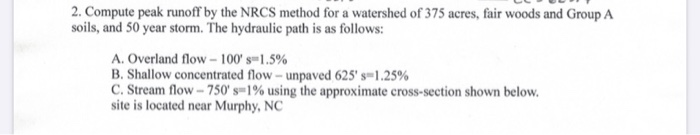 Solved 2. Compute peak runoff by the NRCS method for a | Chegg.com