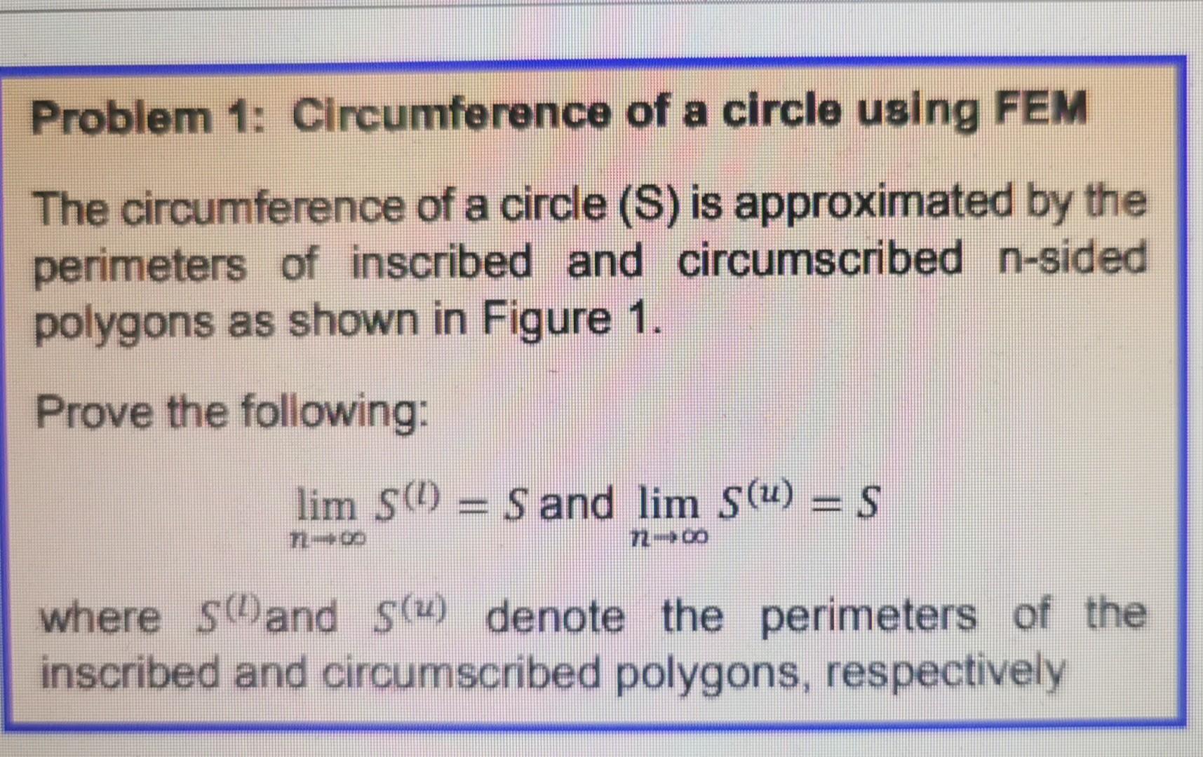 Solved Problem 1: Circumference of a circle using FEM The | Chegg.com