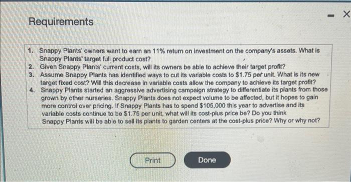 Solved Need help!Snappy Plants operates a commercial plant | Chegg.com