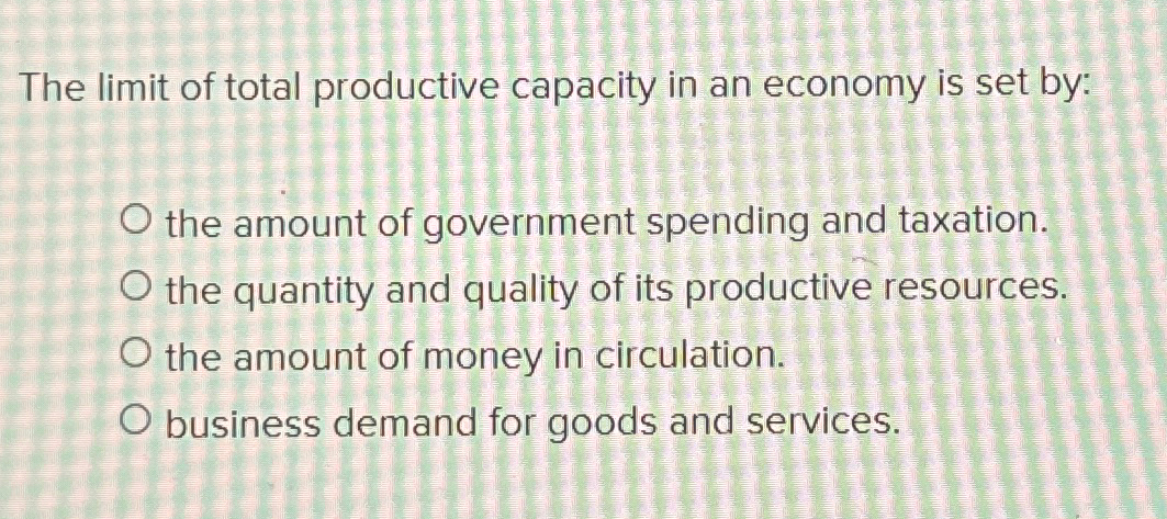 Solved The limit of total productive capacity in an economy | Chegg.com