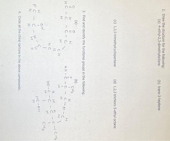 Solved 2 Draw The Structure For The Following A