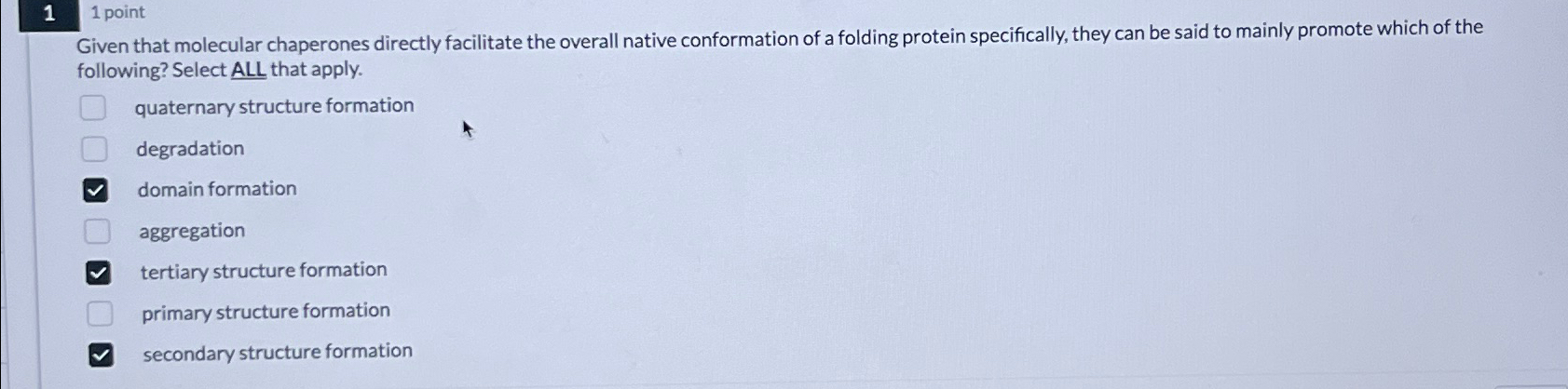 Solved 1 1 ﻿pointGiven that molecular chaperones directly | Chegg.com