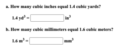 Solved a. ﻿How many cubic inches equal 1.4 ﻿cubic | Chegg.com