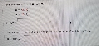 Solved Find the projection of u ﻿onto | Chegg.com