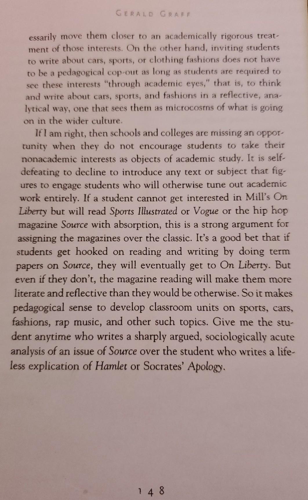 Hidden Intellectualism GERALD GRAFF EVERYONE KNOWS | Chegg.com