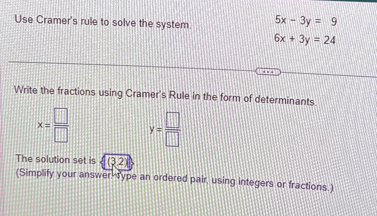 Solved Use Cramer's rule to solve the | Chegg.com