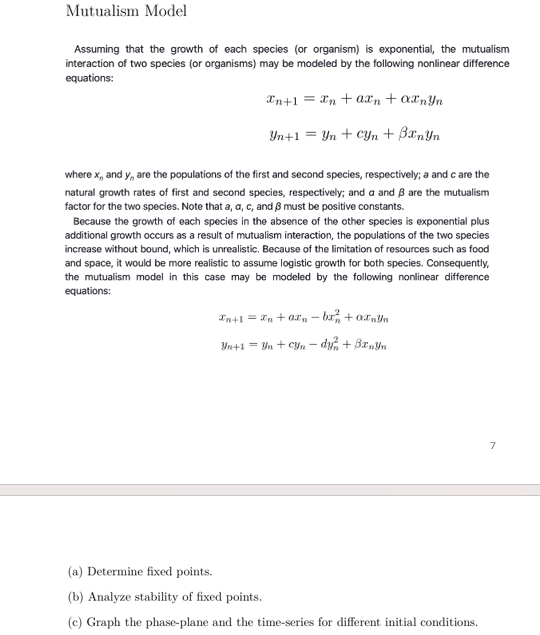 Solved Mutualism ModelAssuming that the growth of ﻿each | Chegg.com