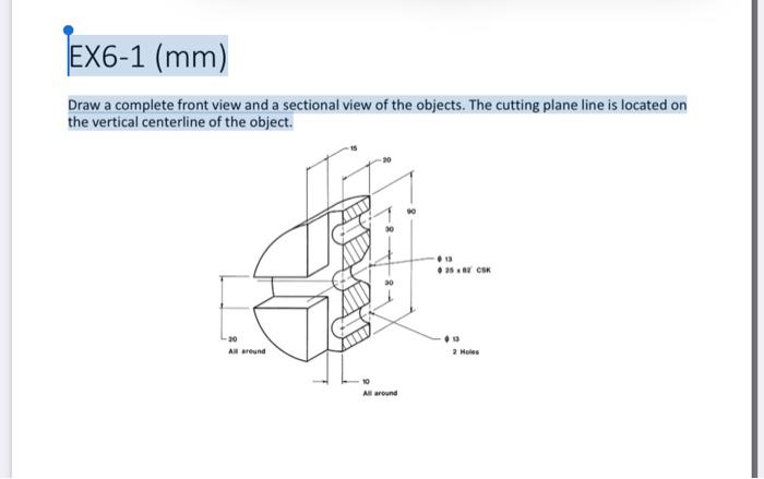 Solved Draw a complete front view and a sectional view of | Chegg.com