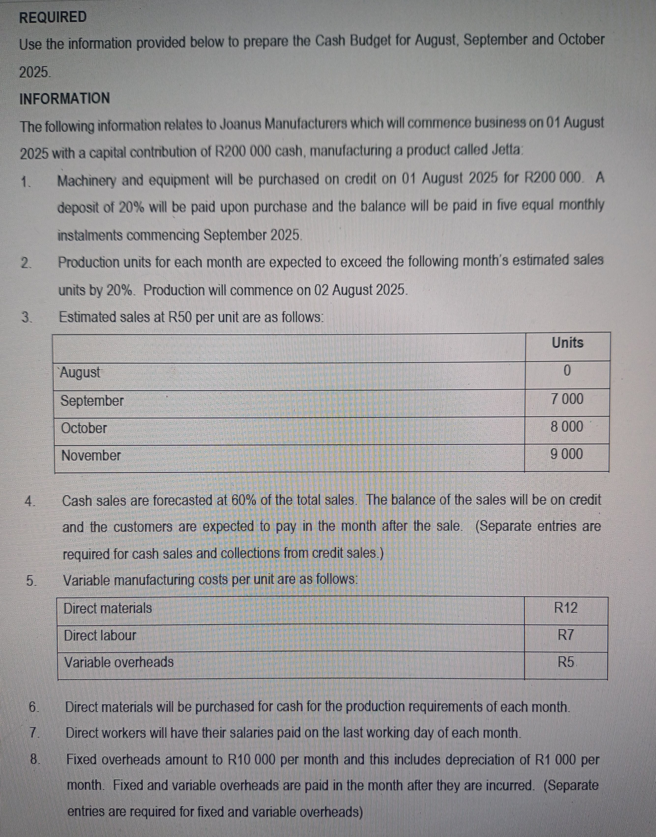 REQUIRED Use the information provided below to | Chegg.com