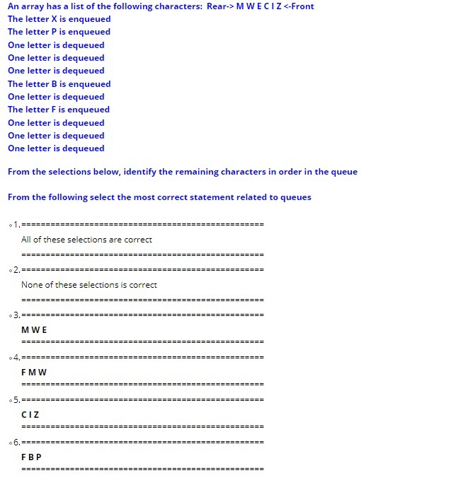 Solved An array has a list of the following characters: | Chegg.com