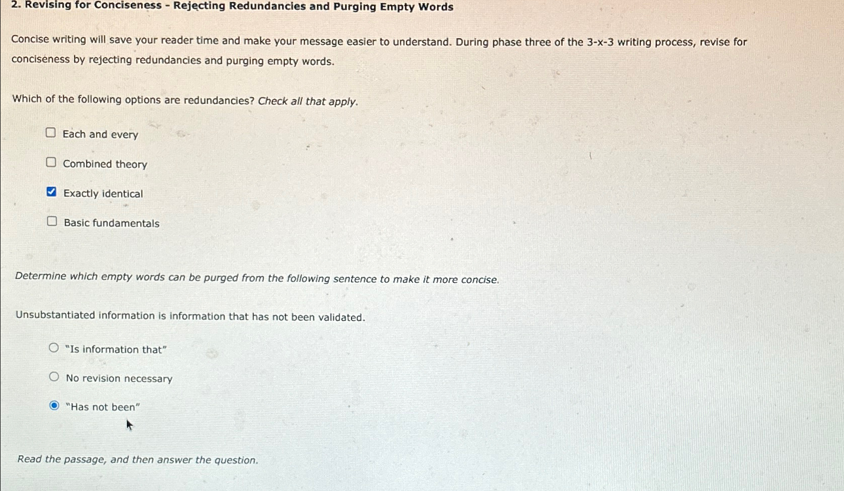 Solved Revising for Conciseness - ﻿Rejęcting Redundancies | Chegg.com