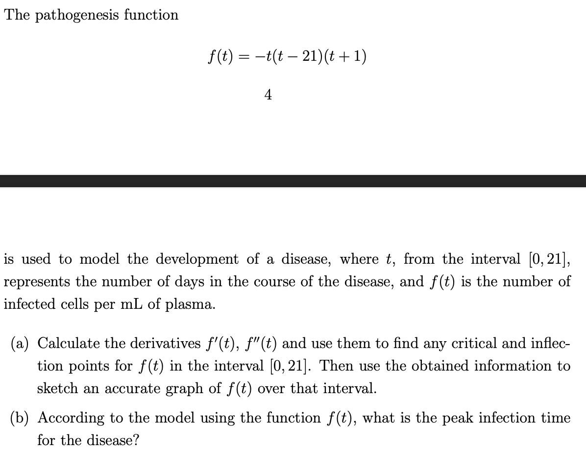 Solved The pathogenesis functionf(t)=-t(t-21)(t+1)4is used | Chegg.com