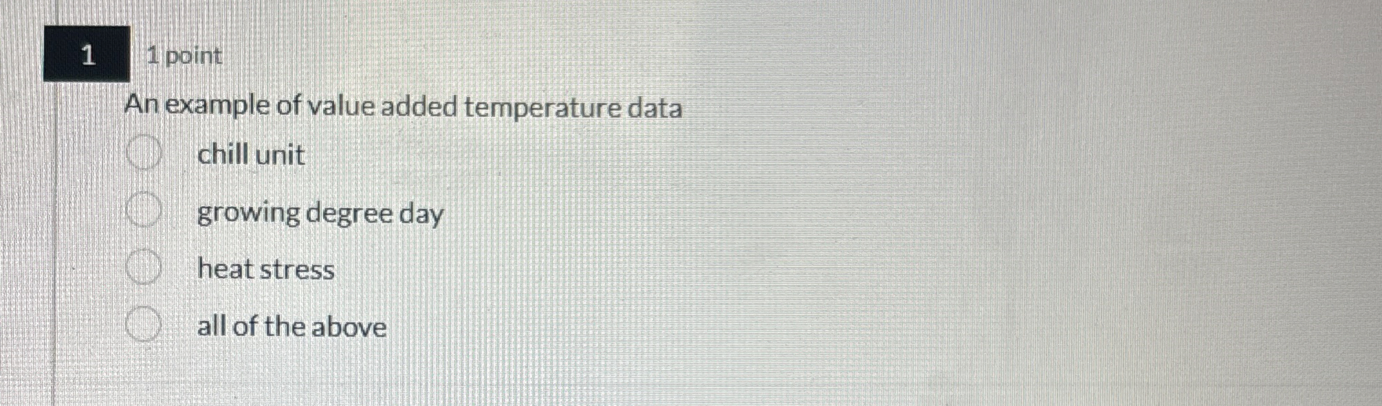 Solved 11 ﻿pointAn example of value added temperature | Chegg.com