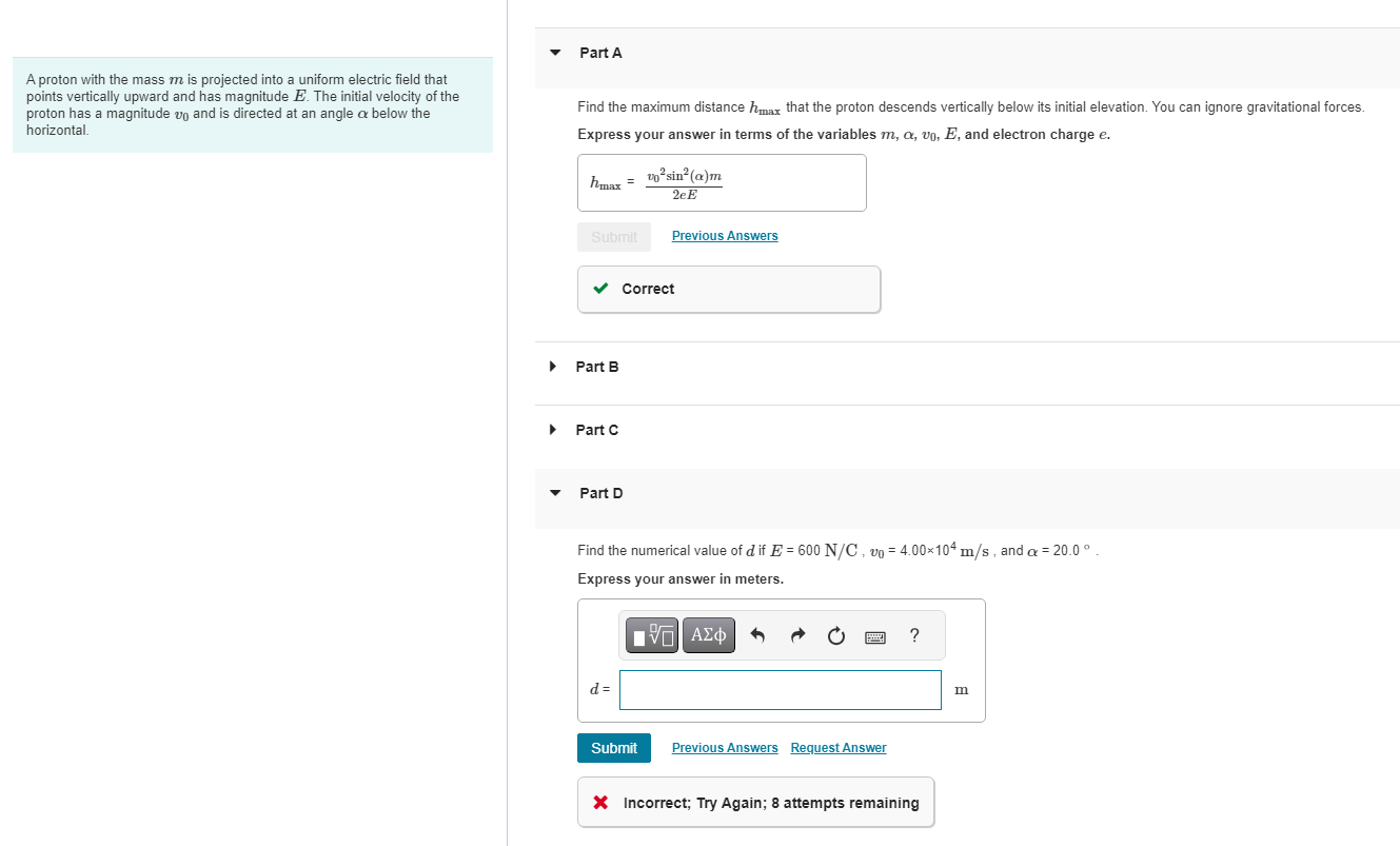 Solved A proton with the mass m ﻿is projected into a uniform | Chegg.com