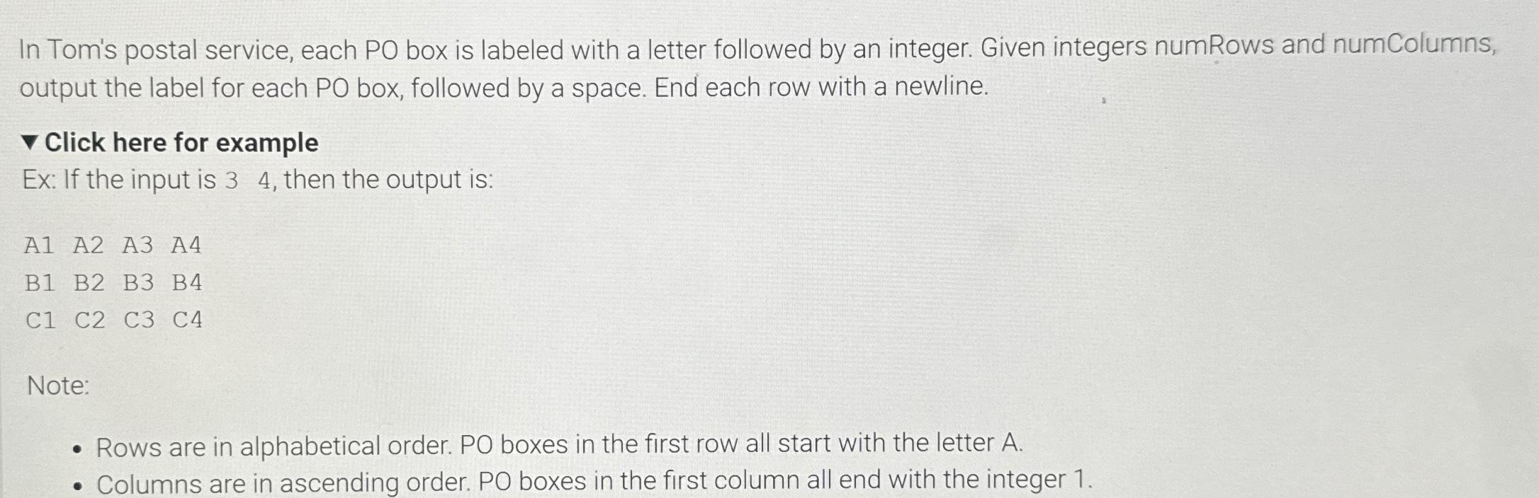 Solved In Tom's postal service, each PO box is labeled with | Chegg.com