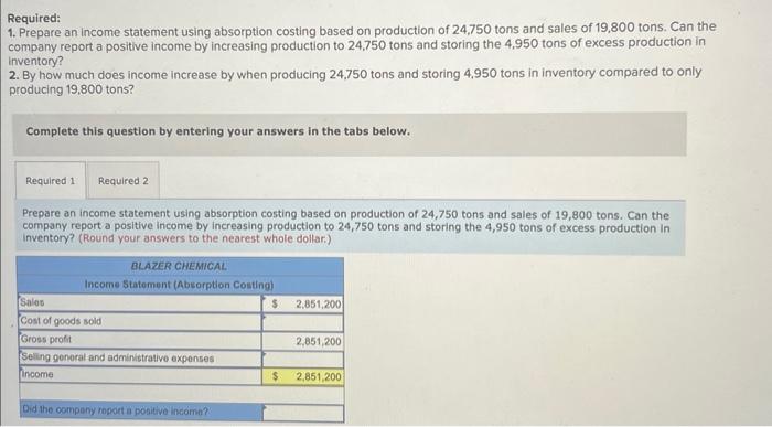 Solved Problem 19-3A (Algo) Income reporting, absorption | Chegg.com