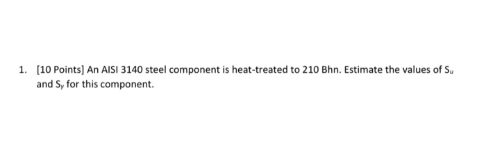 Solved 1. (10 Points) An AISI 3140 steel component is | Chegg.com