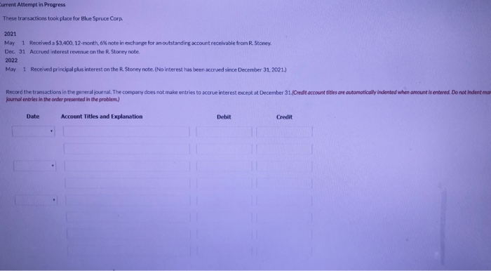 Solved Current Attempt in Progress These transactions took | Chegg.com