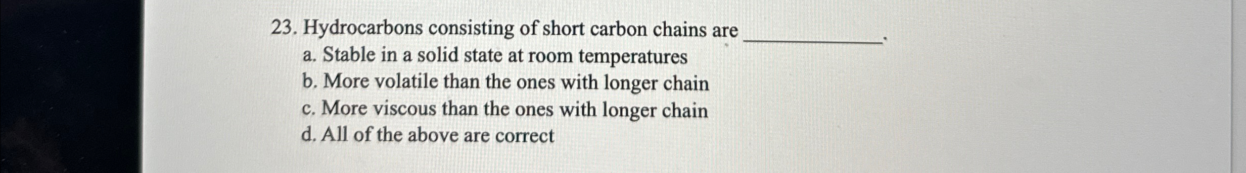 Solved Hydrocarbons consisting of short carbon chains area. | Chegg.com