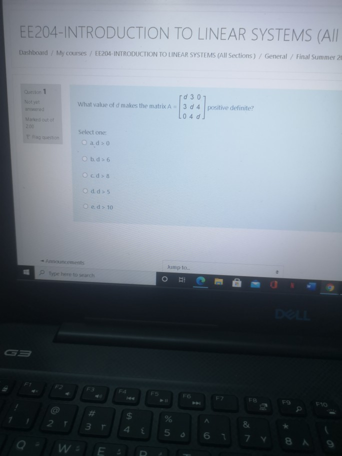 Solved EE204-INTRODUCTION TO LINEAR SYSTEMS (AIL Dashboard / | Chegg.com