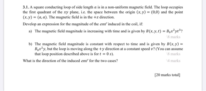 Solved 3.1. A square conducting loop of side length a is in | Chegg.com