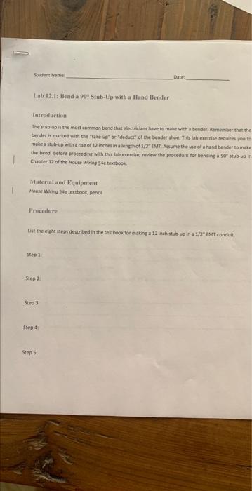 Solved Soufert Name: Date Lab 12.1: Bead a 90" Stub-tp with | Chegg.com