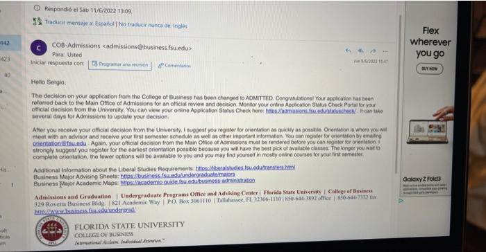 Solved i have a quesiton about this email from FSU Does it | Chegg.com