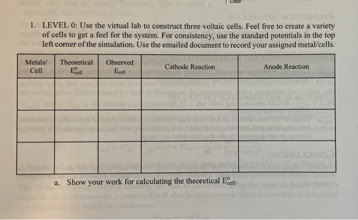 1. LEVEL O: Use the virtual lab to construct three | Chegg.com
