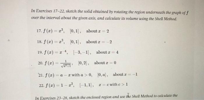 Solved In Exercises 7-14, use the Shell Method to compute | Chegg.com