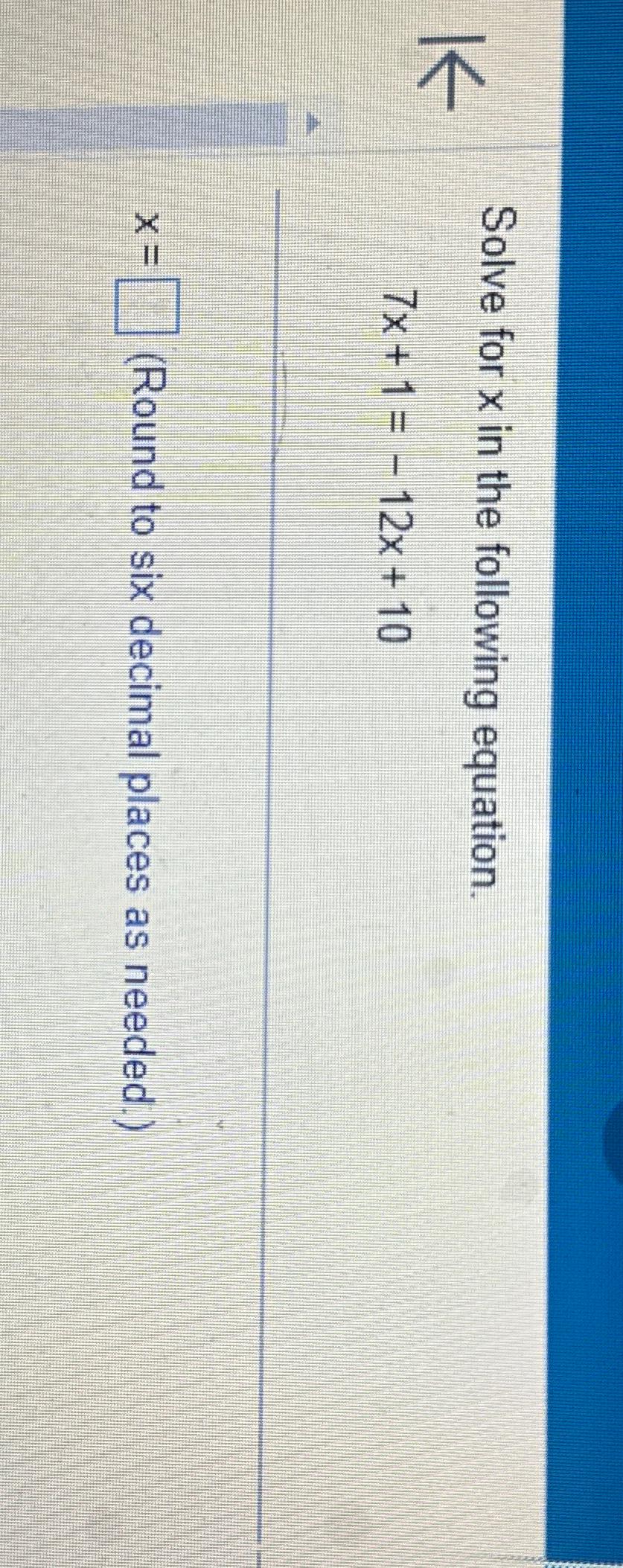 Solved Solve for x ﻿in the following | Chegg.com
