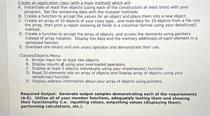 Solved Create an application class (with a main method) | Chegg.com