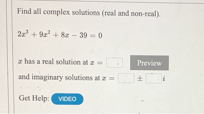 Solved Find all complex solutions (real and non-real). | Chegg.com