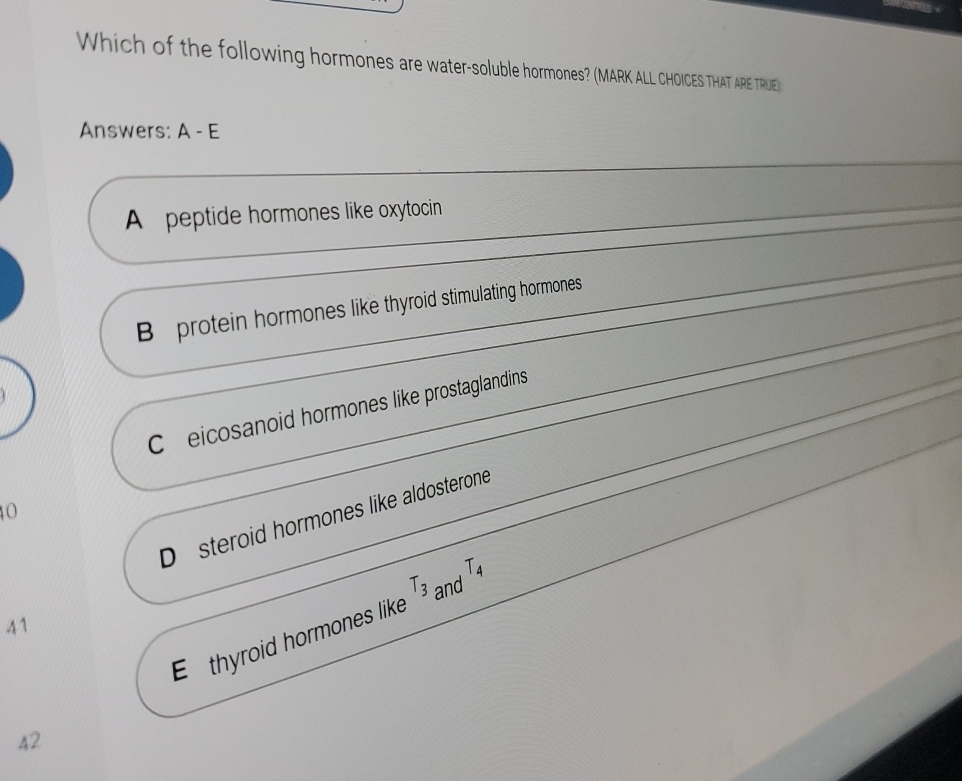 Solved Which of the following hormones are water-soluble | Chegg.com