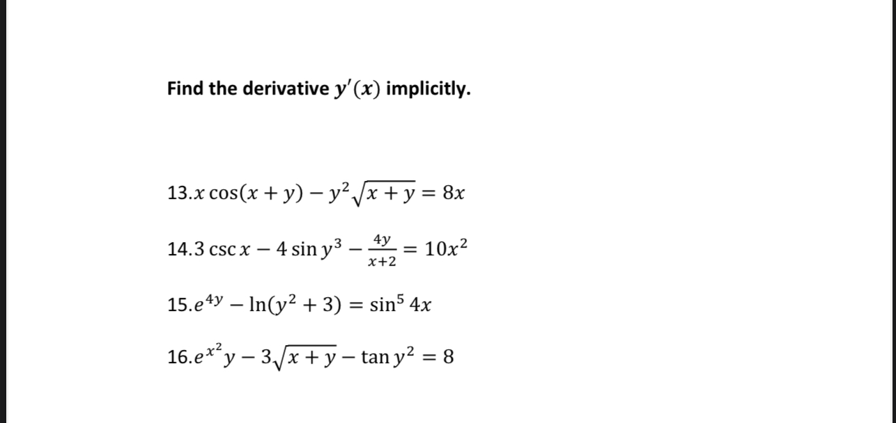 Solved Find the derivative y'(x) | Chegg.com